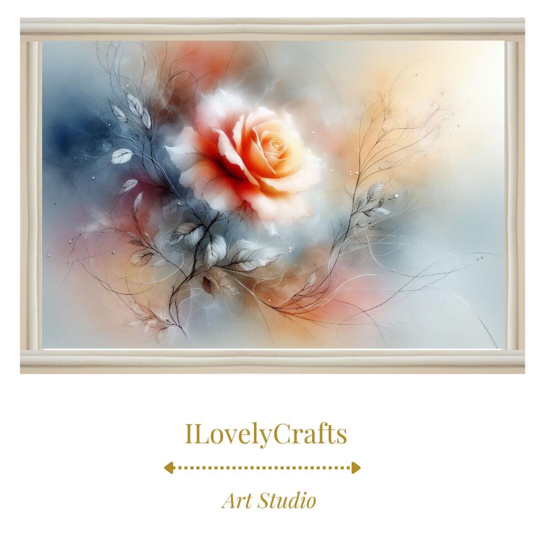 Rustic Rose Floral Wall Art Dreamy Watercolor Flower Style Print With ...