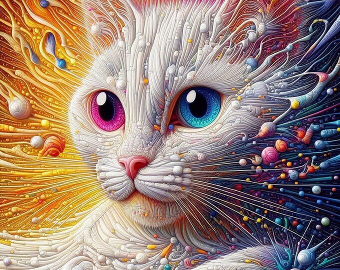Abstract Cat: Colorful Digital Printable Art Unique Wall Decor - Etsy