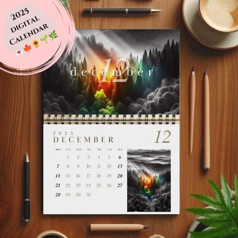 2025 Printable Digital Colors Art Calendar Stunning Art, Monthly Views ...