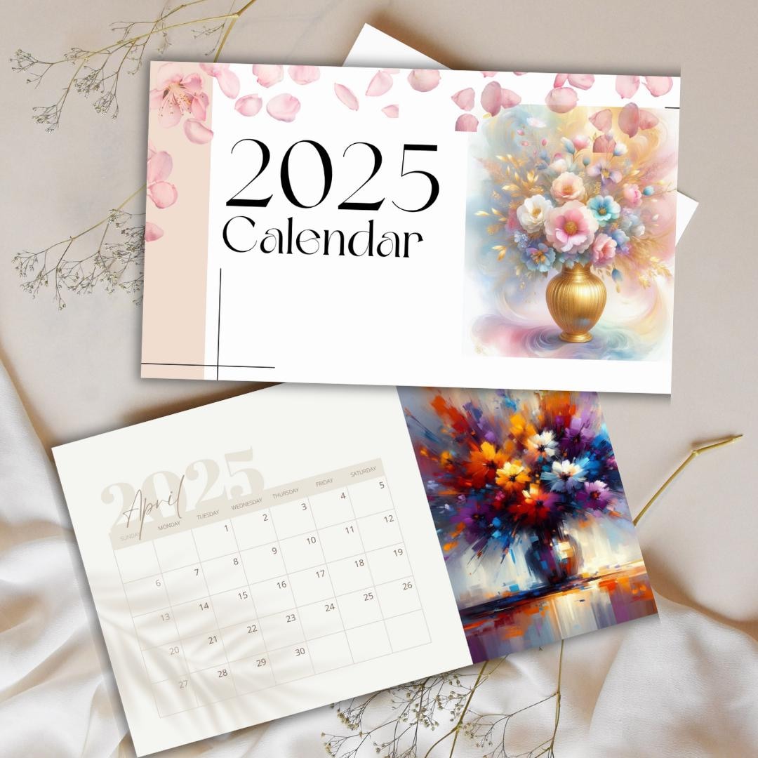 2025 Flower Calendar - Watercolor Wildflower -digital Printable ...