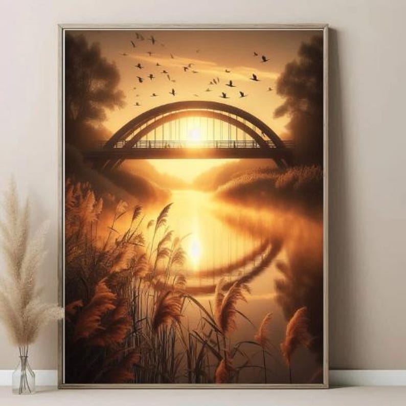 2025 New Sunset Bridge Printable Serene Nature Wall Art Digital ...