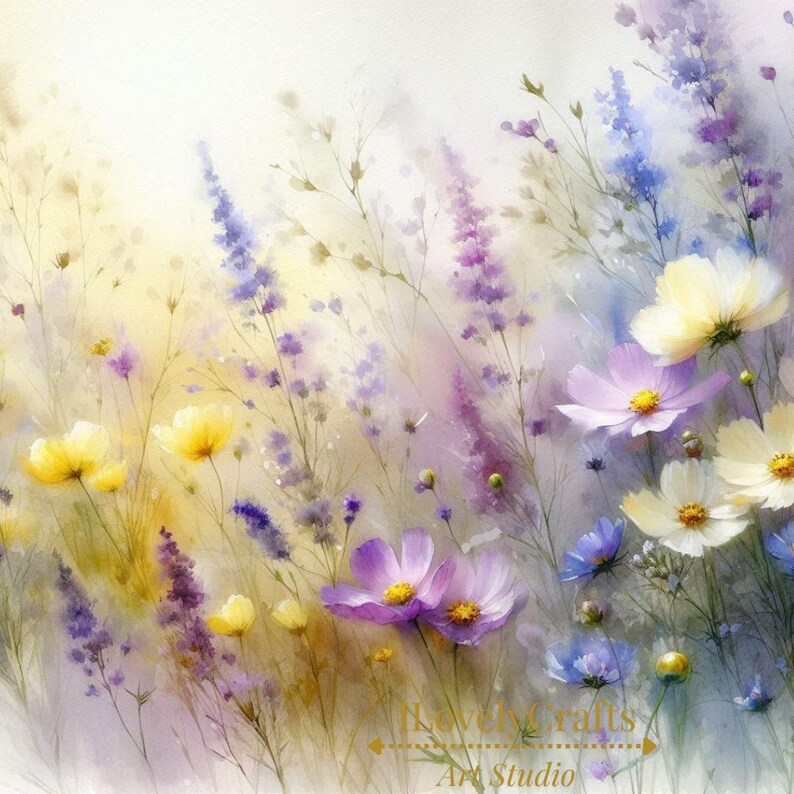 2025 Watercolor Wildflower Wall Art - Nature Inspired Digital Art ...