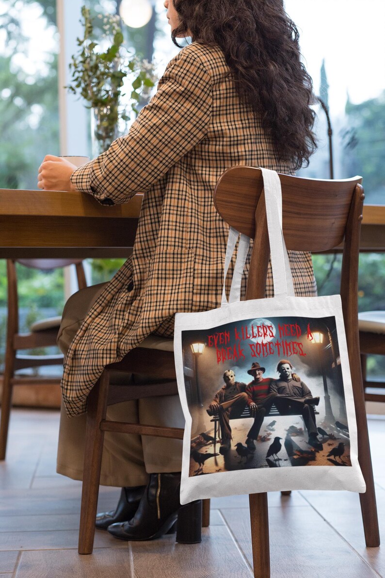 Even Killers Need a Break Tote – Funny Horror Tote Bag With Jason ...