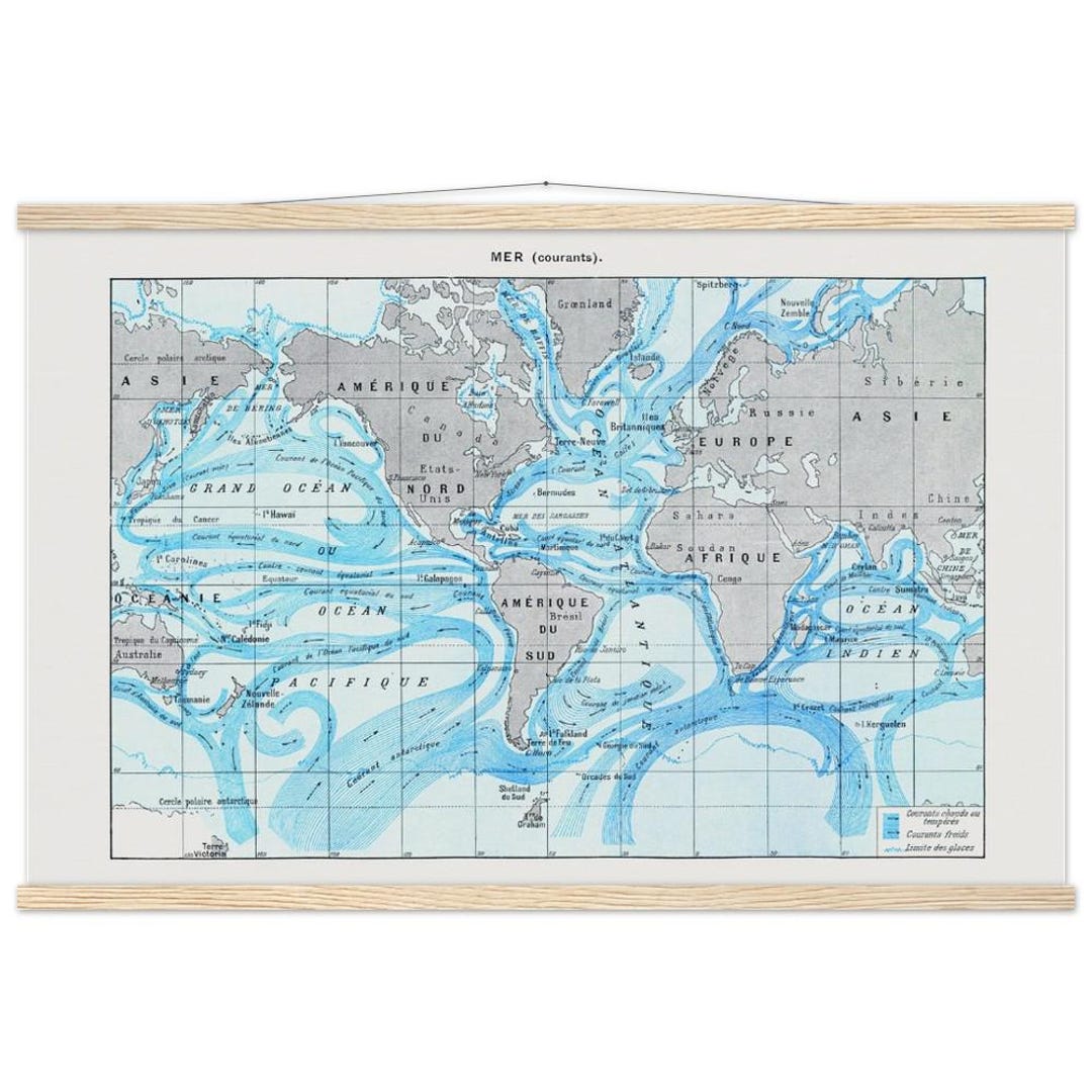 World Map and Ocean Currents Poster on Museum Quality Matte Paper With ...
