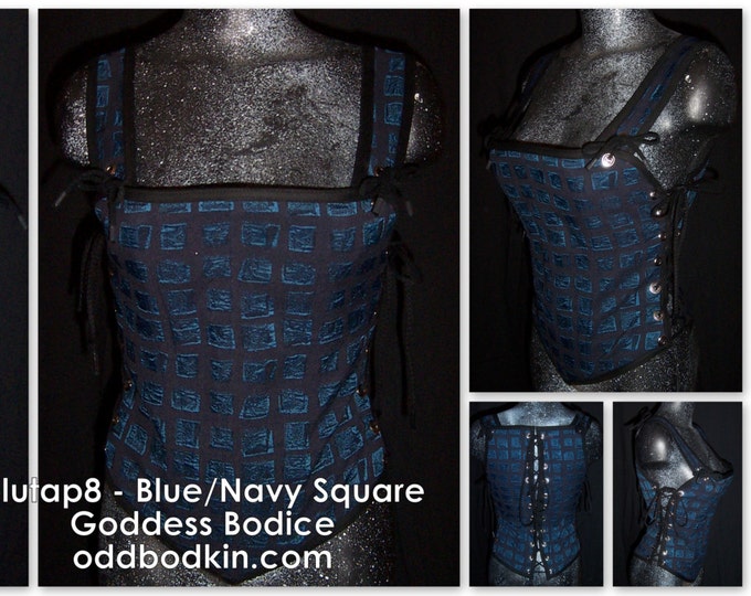 Odd Bodkin Goddess Bodice in Blue/navy Square Brocade - Made to Order ...