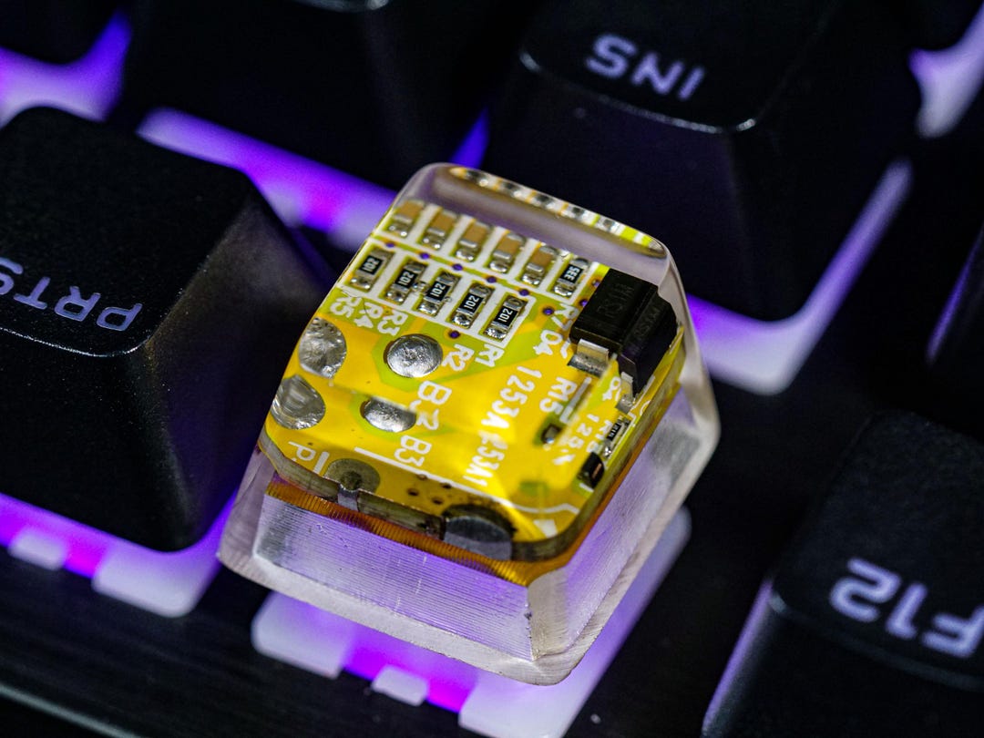 BUY 3 GET 1 Yellow Recycled Circuit Board Keycap, Eco-friendly Artisan ...