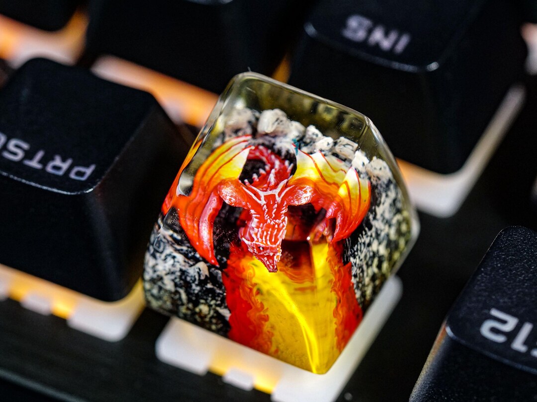 BUY 3 GET 1 Red Fire Dragon Artisan Keycap, Sa Profile Resin Keycap for ...