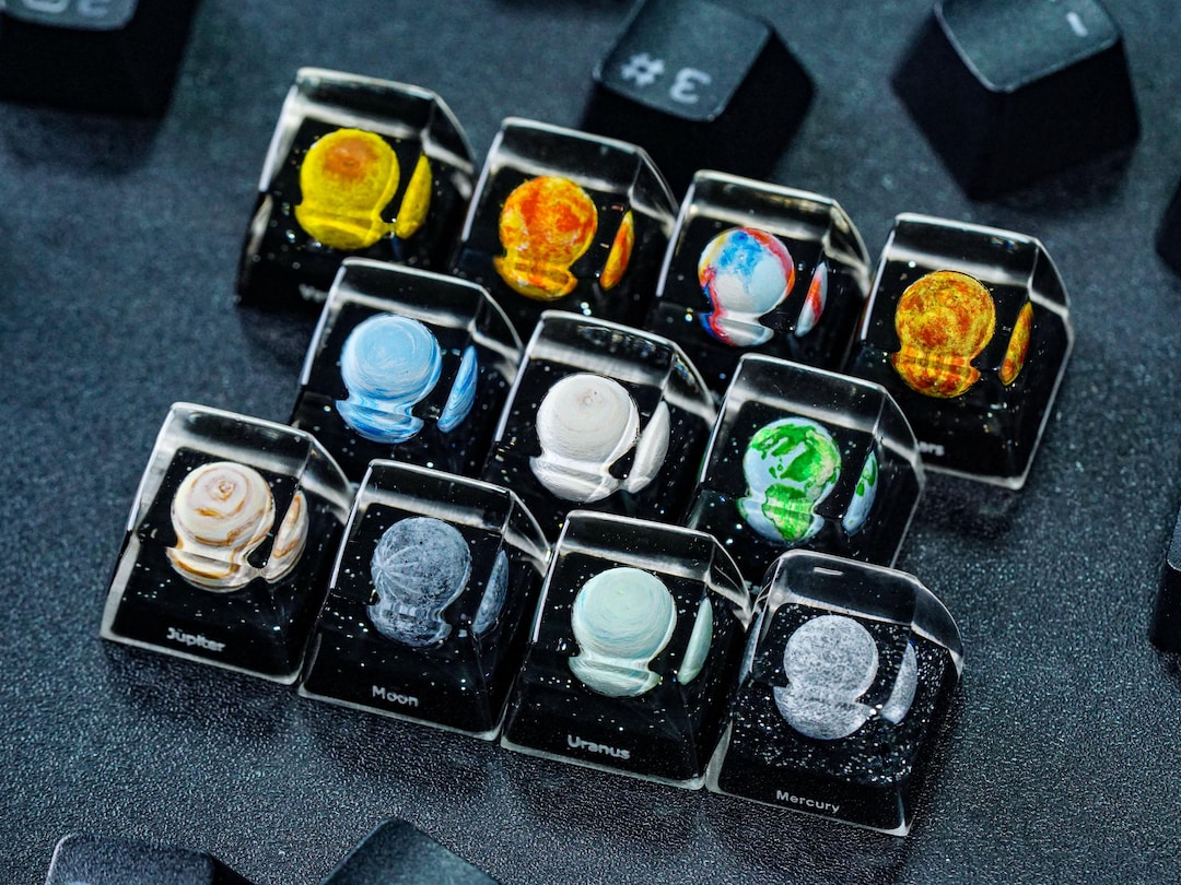 BUY 3 GET 1 Planet Keycap Set, Solar System Galaxy Universe Keycaps ...