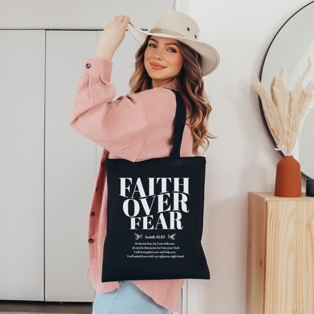 Faith Over Fear Christian Tote Bag, Christian Tote Bag, Christian Gift ...