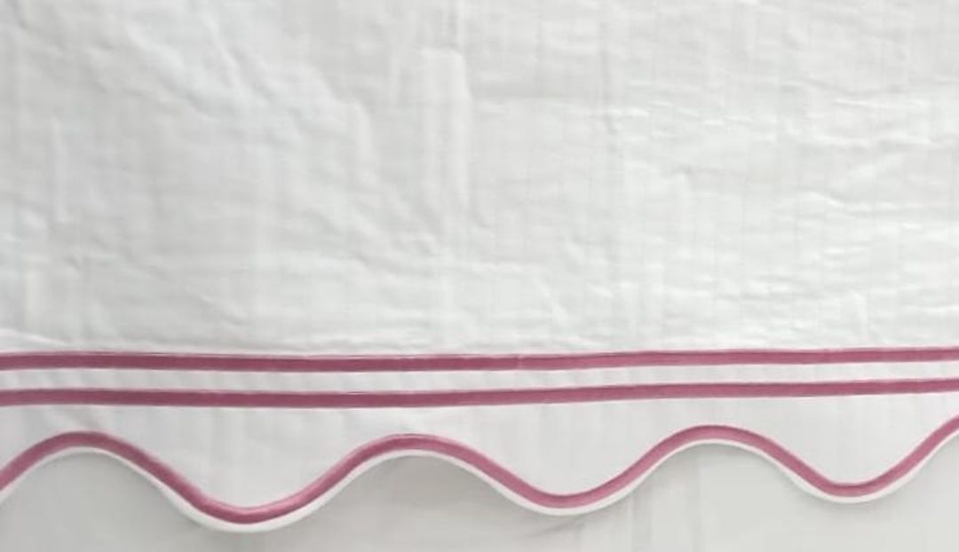 Embroidered Scalloped Crib Skirt: White Cotton Sateen, Adjustable Drop ...