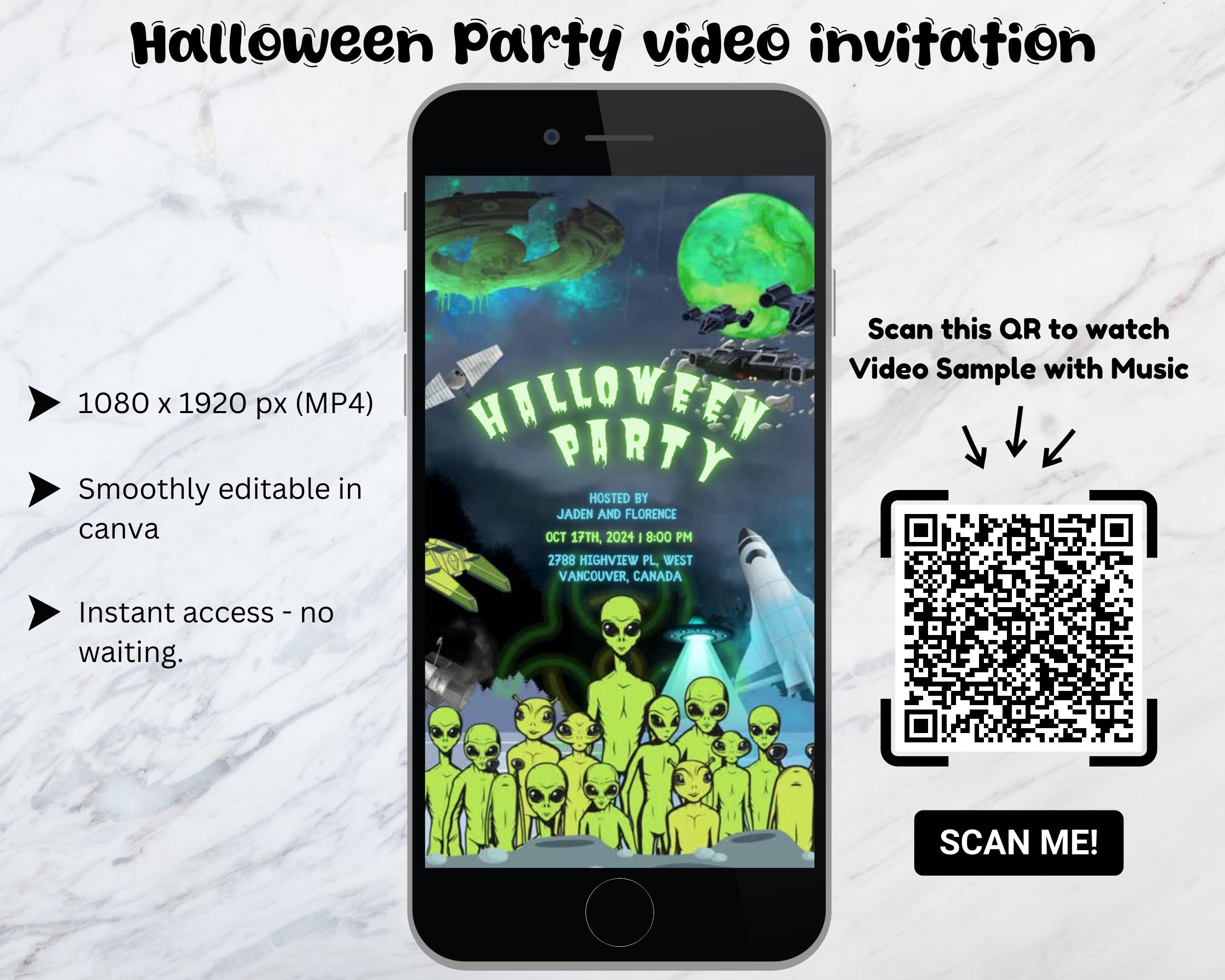 UFO Alien Halloween Party Invitation, Instant Download, Outer Space ...