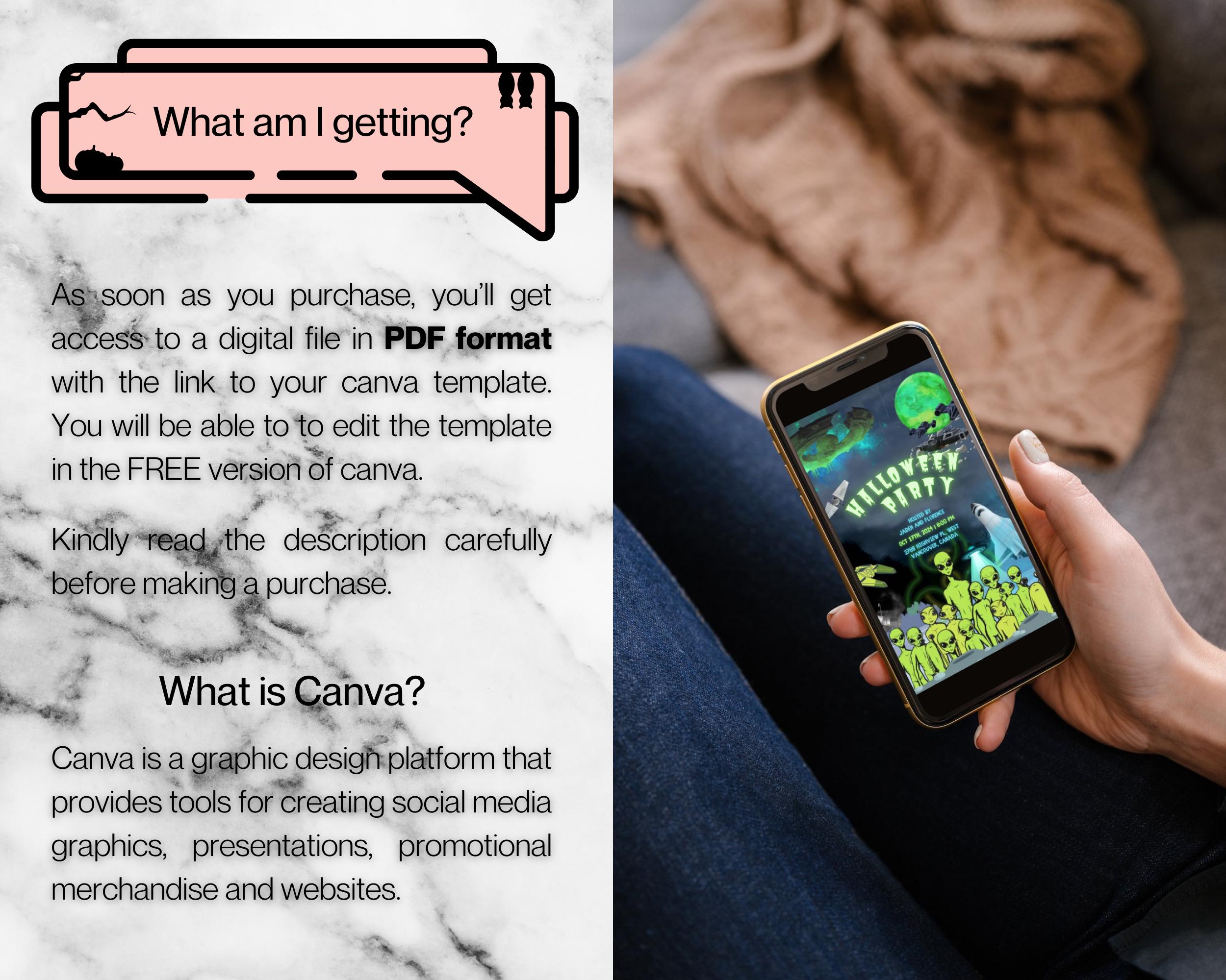 UFO Alien Halloween Party Invitation, Instant Download, Outer Space ...