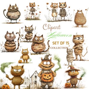 Quirky Cat Clipart PNG Whimsical Cats Kitten Art Cute Animals Whimsy ...