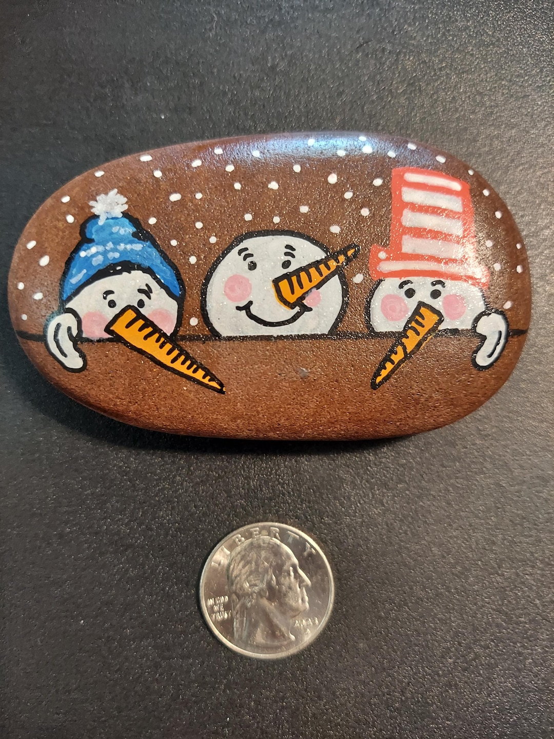 3 Nosy Snowmen Painted Rock - Etsy