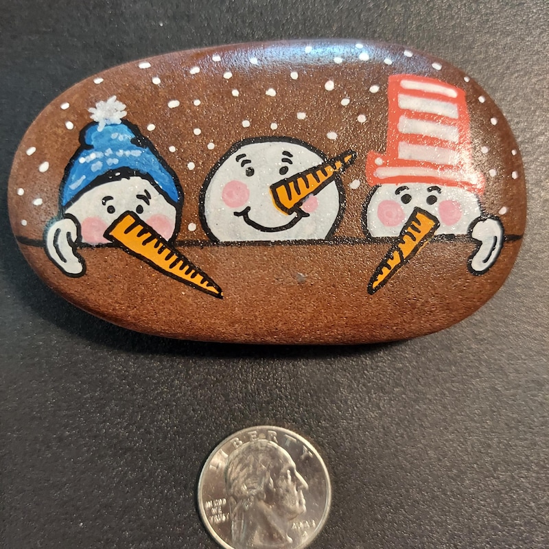 Painted Snowman Rocks - Etsy