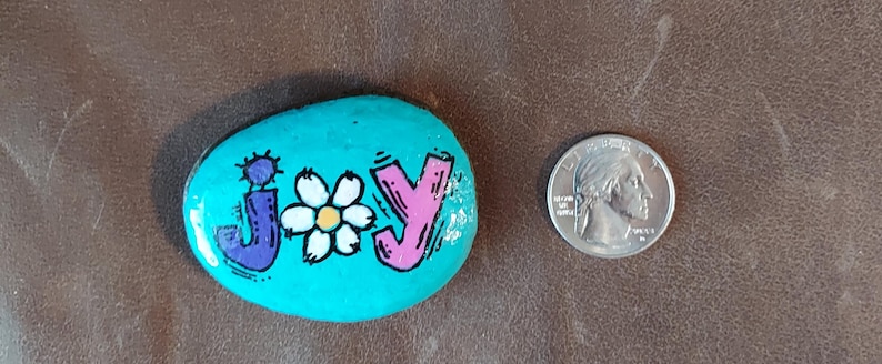 Joy (blue) Painted Rock - Etsy