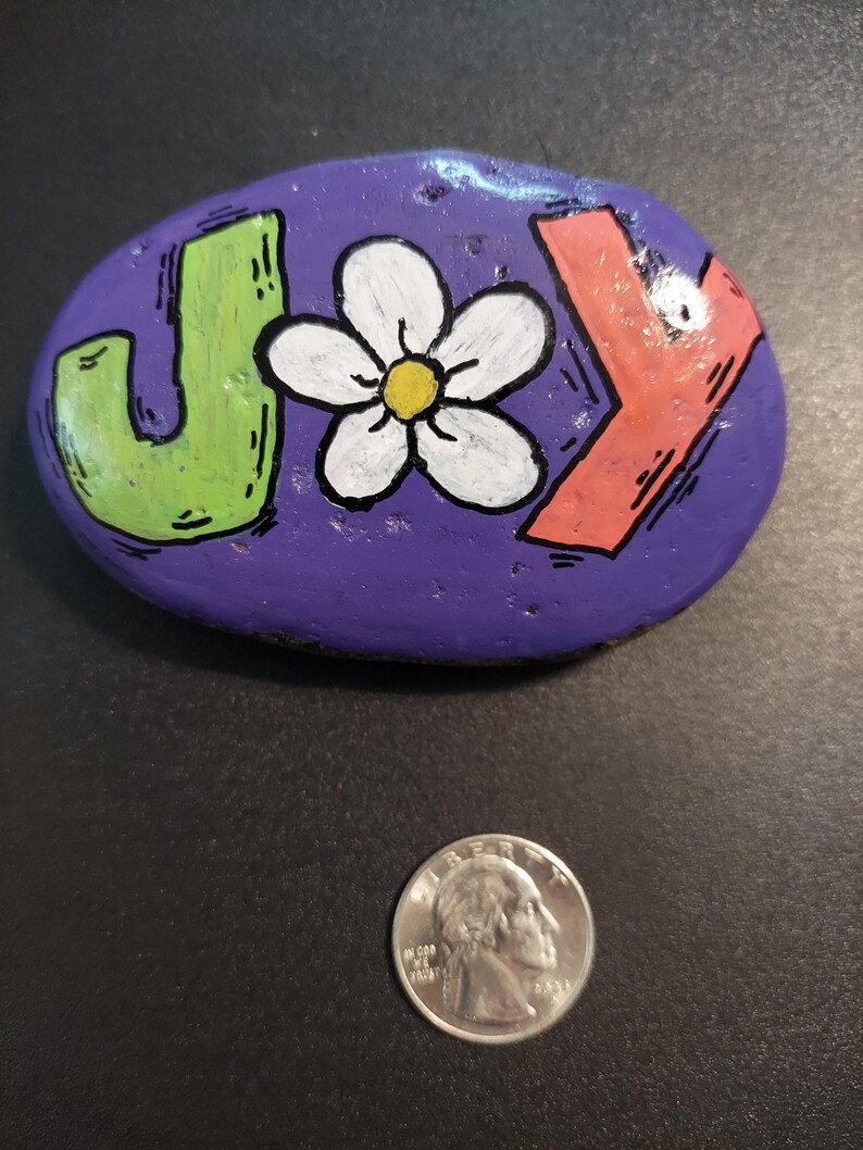 Joy Purple Painted Rock - Etsy