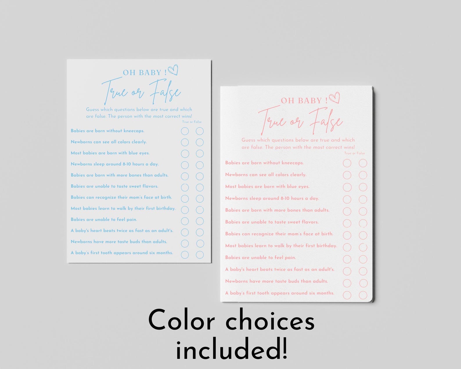 True or False Baby Shower Game Baby Shower Party Game Baby Trivia Game ...