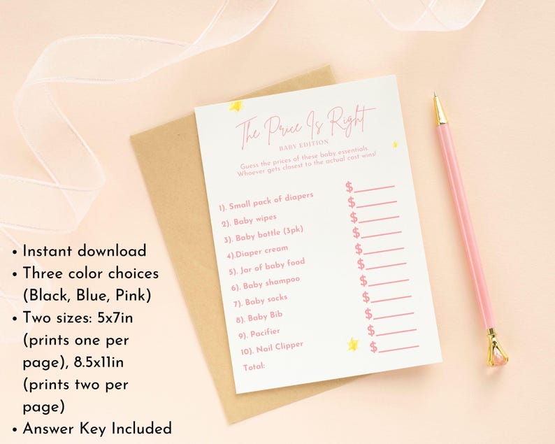 Sparkle Baby Price is Right Baby Shower the Price is Right Printable ...