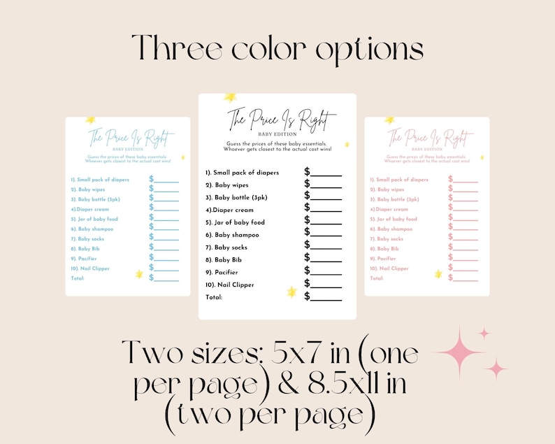 Sparkle Baby Price is Right Baby Shower the Price is Right Printable ...