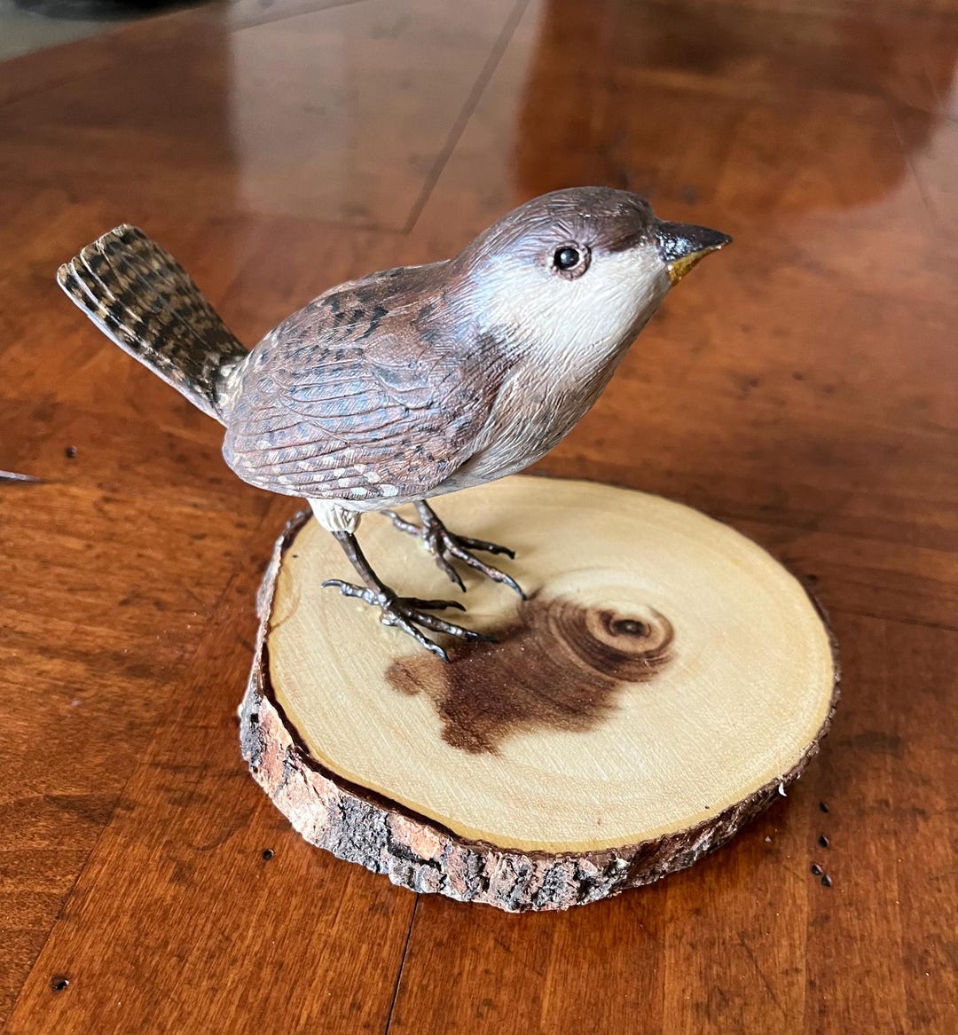 Bird Carving of a House Wren - Etsy