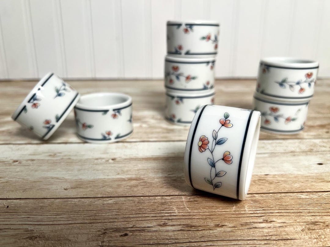 Vintage Princess House Porcelain Napkin Rings Heritage Blossom Pattern ...