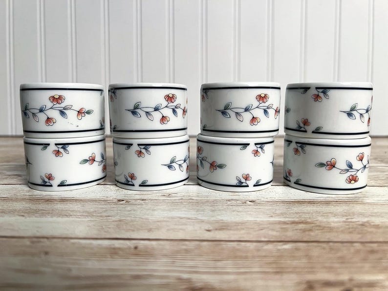 Vintage Princess House Porcelain Napkin Rings Heritage Blossom Pattern ...