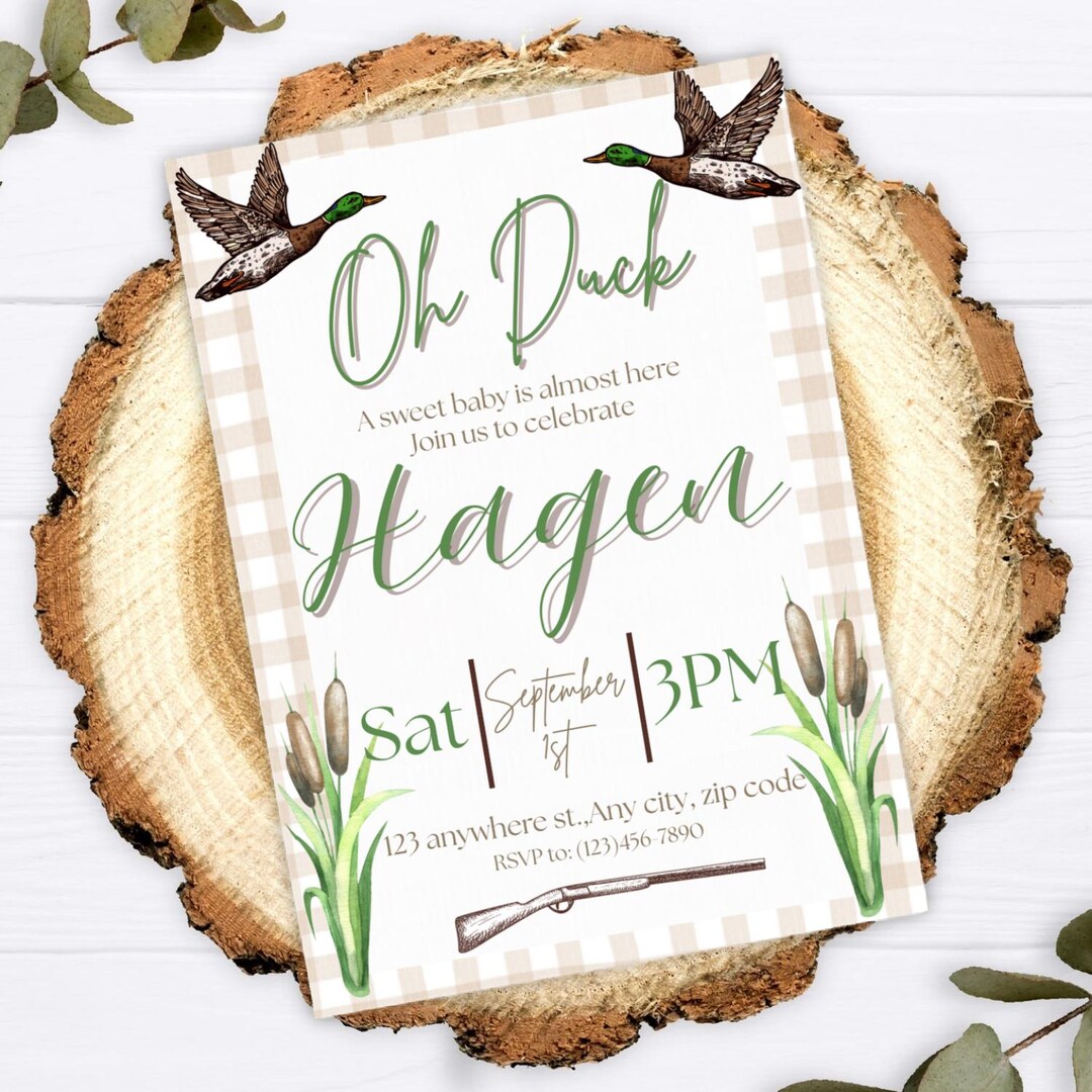 Duck Hunting Baby Shower Invitation: Rustic Woodland Camo (digital ...