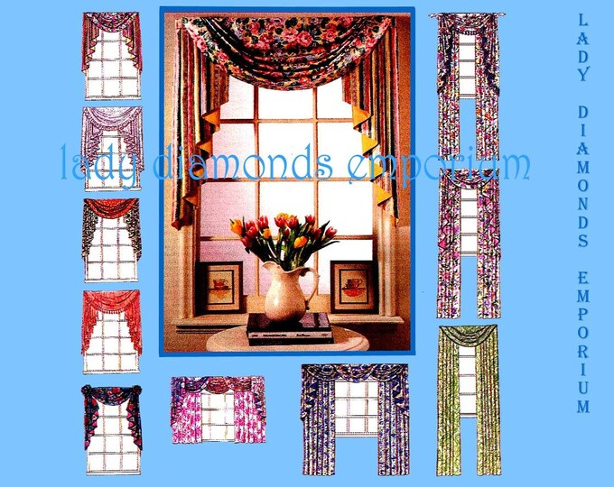 1990s Easy Curtains Drapes Swag Valance Jabots Design Your Own Window ...