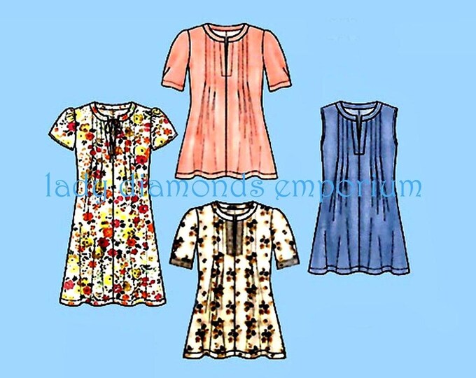 Easy Pullover Tunic Tops With Tucks or Pleats 3 Lengths Mini Dress 3 ...