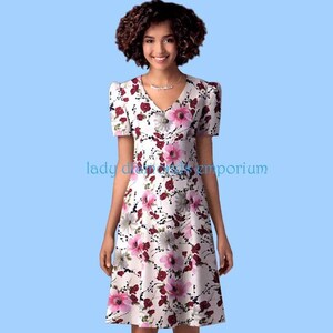Womens Empire Waist Fitted & Flared Dress Plus Size 20 22 24 26 28 ...