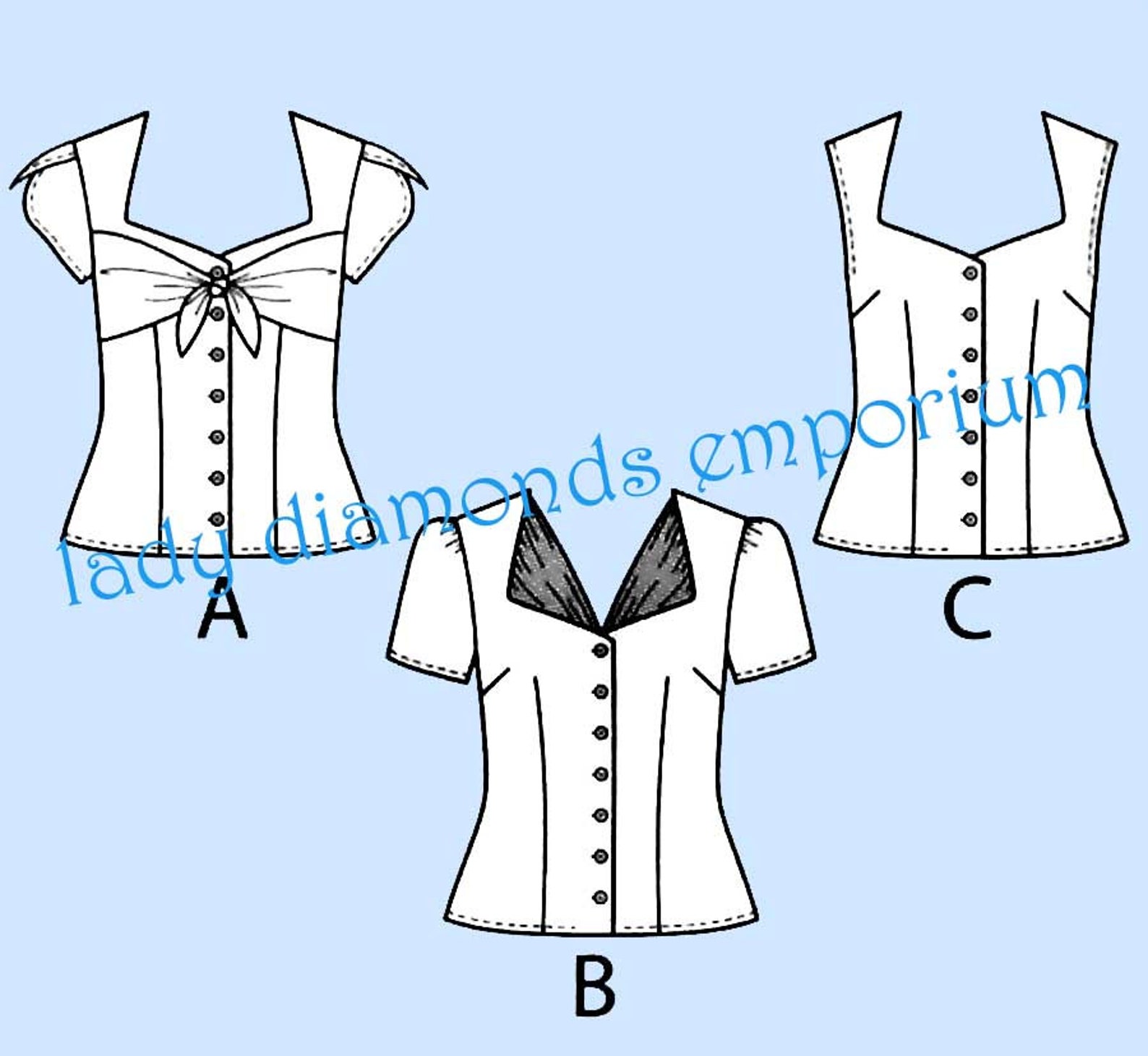 Womens Sweetheart-neckline Blouse Top Shirt Front Button 3 - Etsy