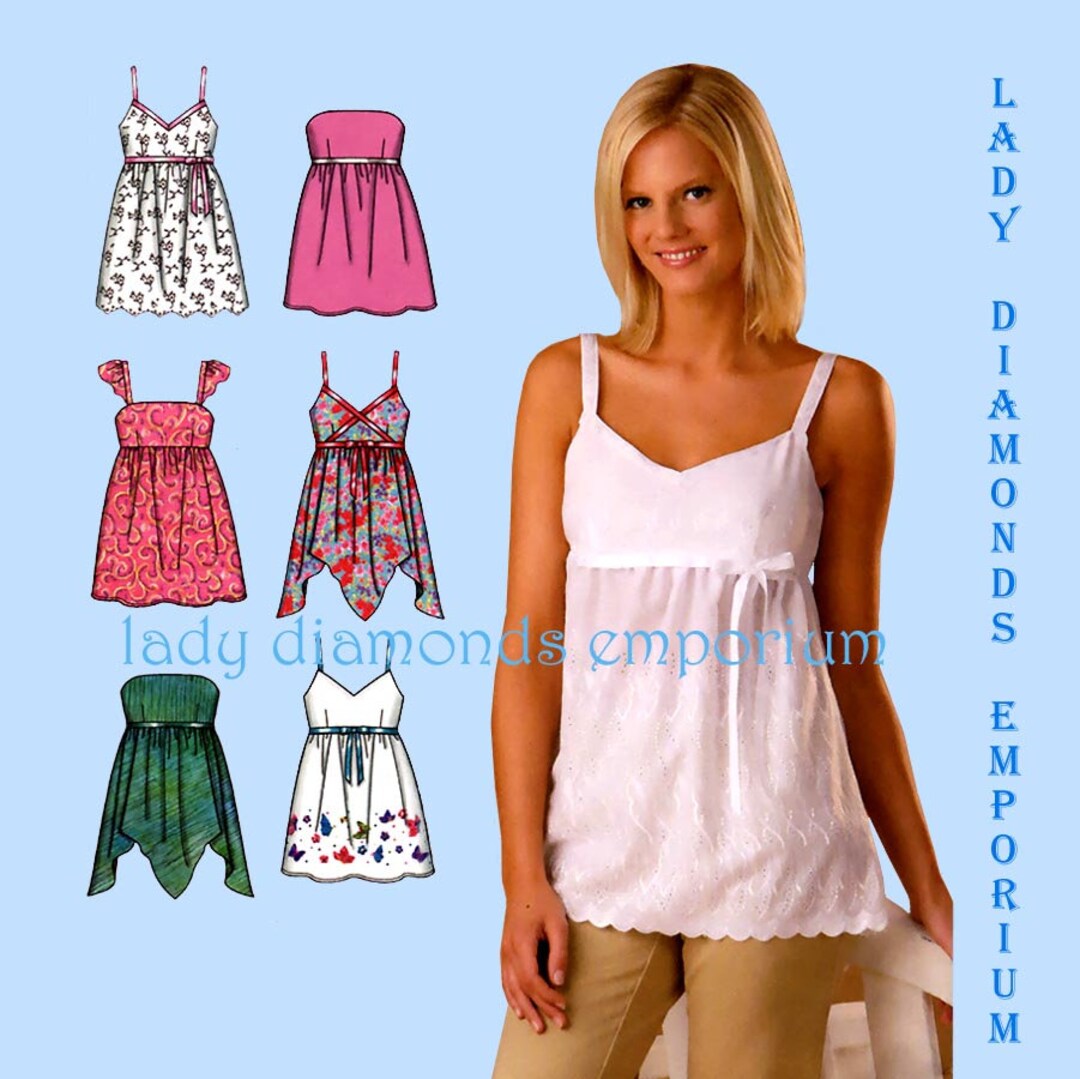 Simplicity 4127 Womens Summer Babydoll Tops Strapless Option Size 12 14 ...