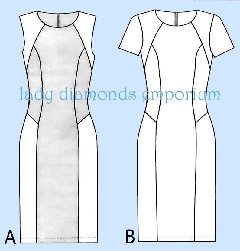 Vogue 8995 Very Easy Sheath Dress Short Sleeve Sleeveless Seam Detailng ...