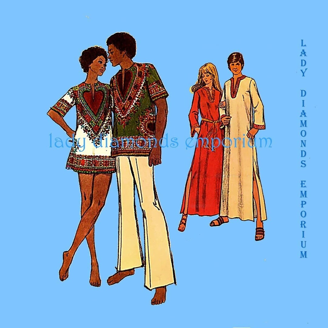 1970s Boho Hippie Tunic Top Robe Dress Caftan the Dashiki Mens Size ...