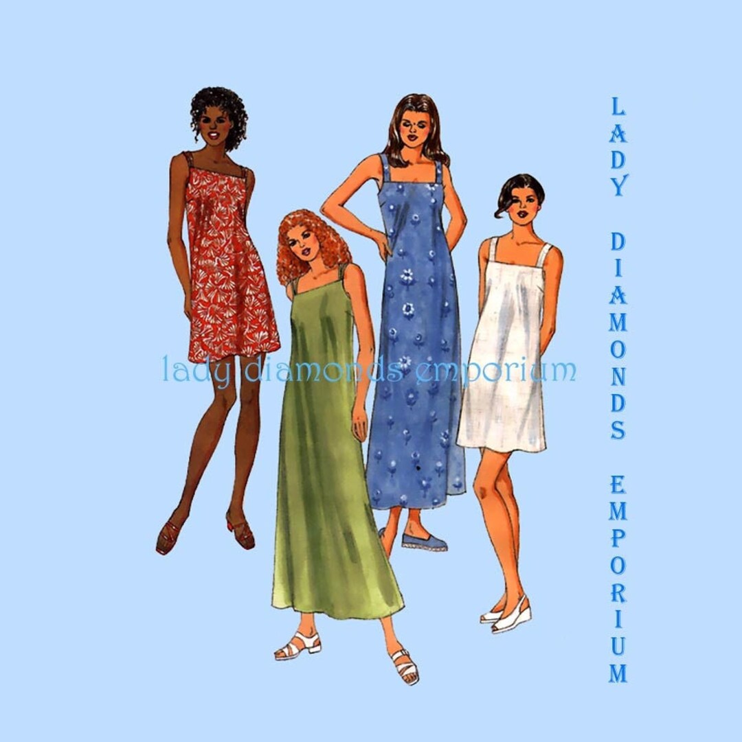 1990's Pullover or Back Zipper Slip Dress Mini Midi Maxi Lengths Womens ...