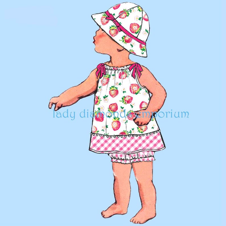 Vintage Baby Sewing Pattern Romper Dress Top Pants Panties Hat | Etsy