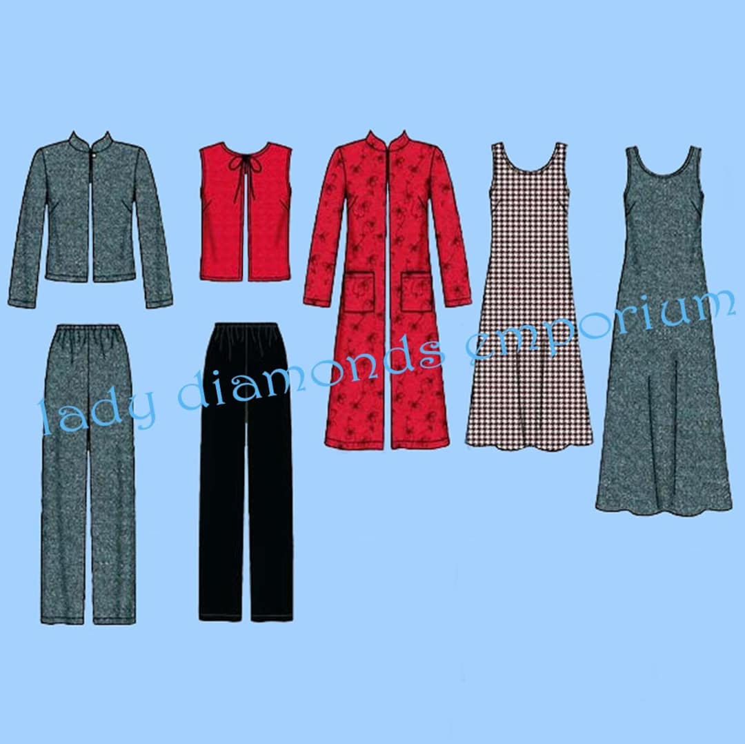 Womens A-line Jumper Dress Pull-on Pants Vest Long Sleeve Jacket Duster ...