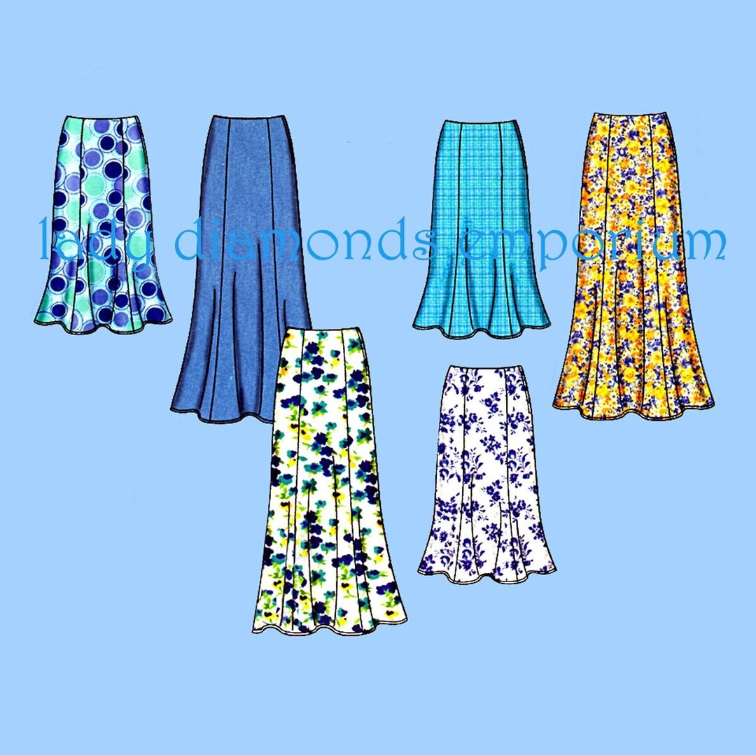 Gonna a tulipano svasata Easy Gored 2 lunghezze cerniera laterale ...