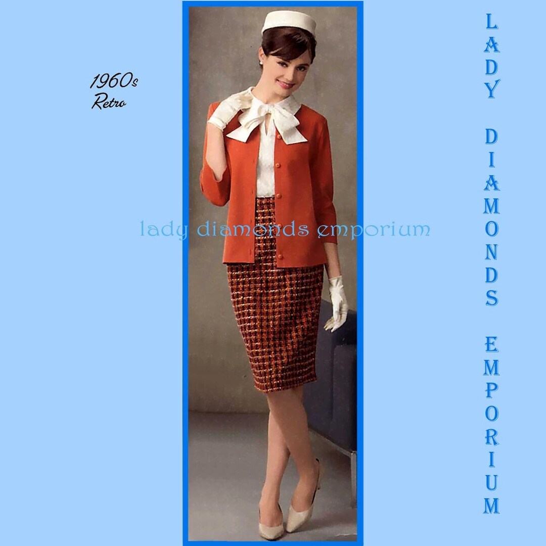 1960’s Slim Wiggle Skirt Blouse Top Jacket Cardigan Womens Size 6 8 10 ...