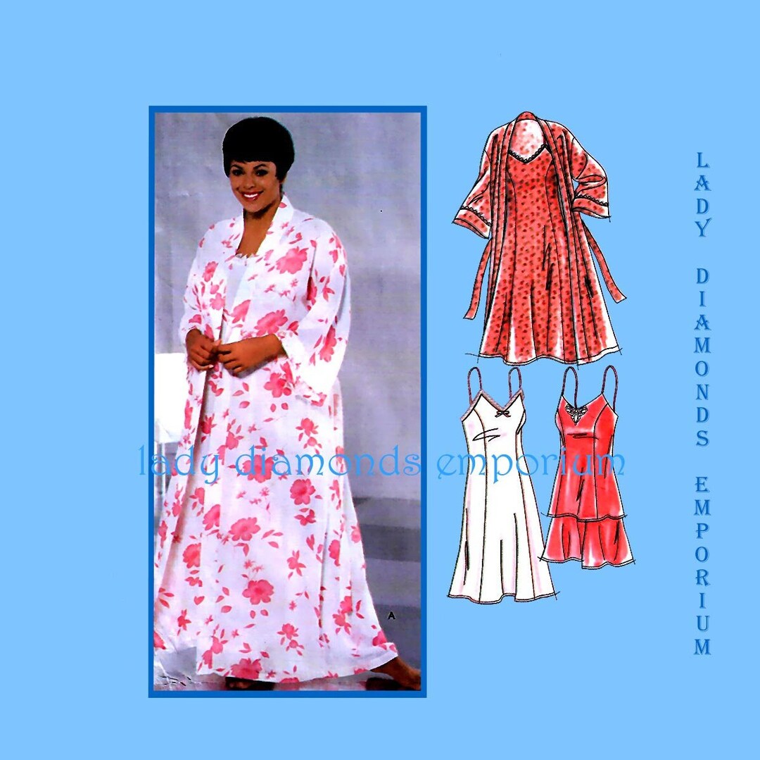 Womens Slip Nightgown Camisole Tap Pants Robe Plus Size 18W 20W 22W 24W ...