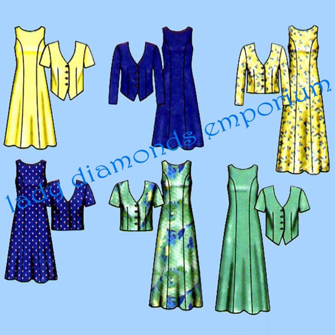 Easy Plus Size Princess Seam Fitted Flared Dress Cropped Jacket Womens ...