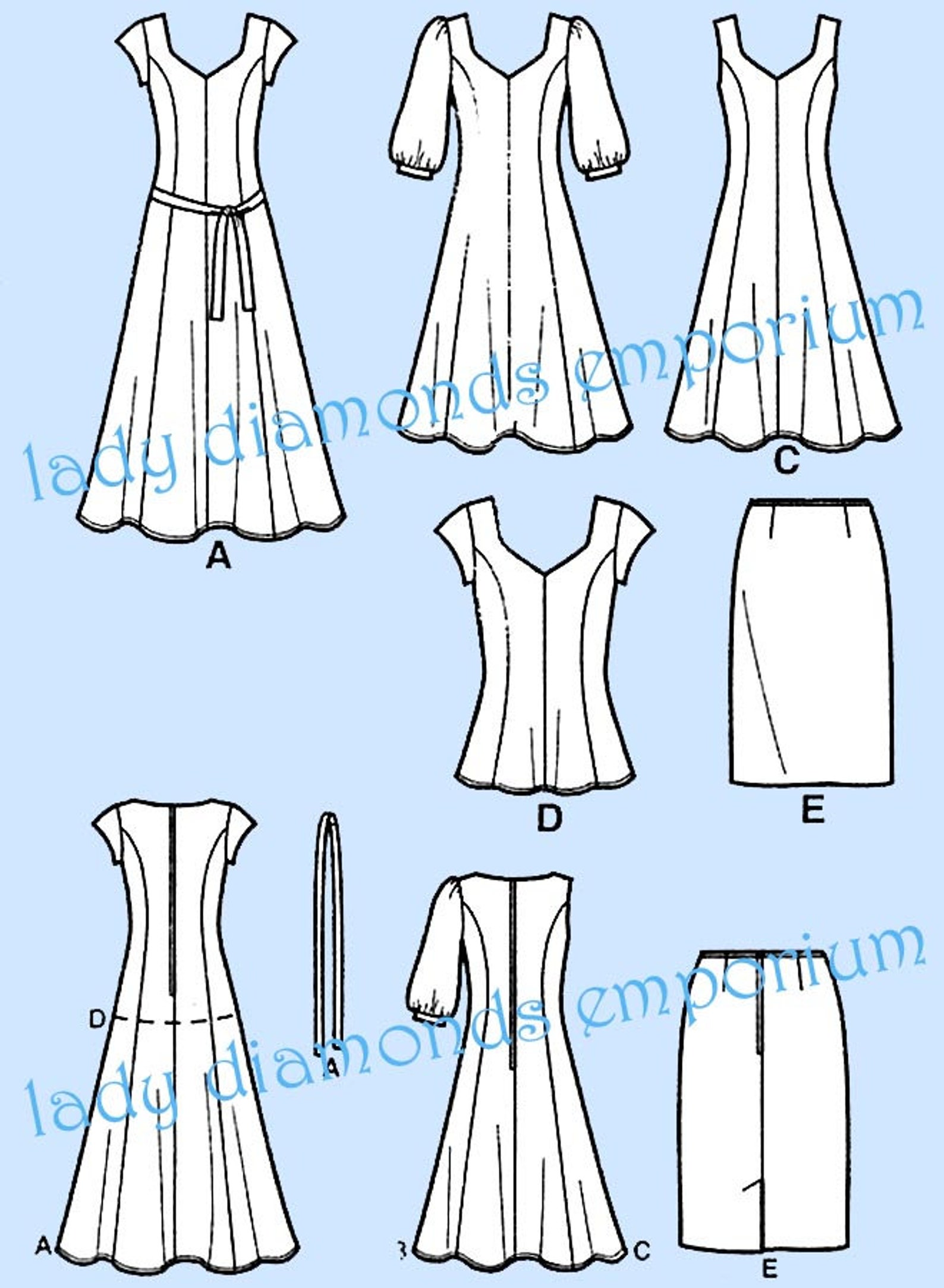 Simplicity 2917 Princess Seam Dress in 2 Lengths Tunic Top Slim Skirt ...