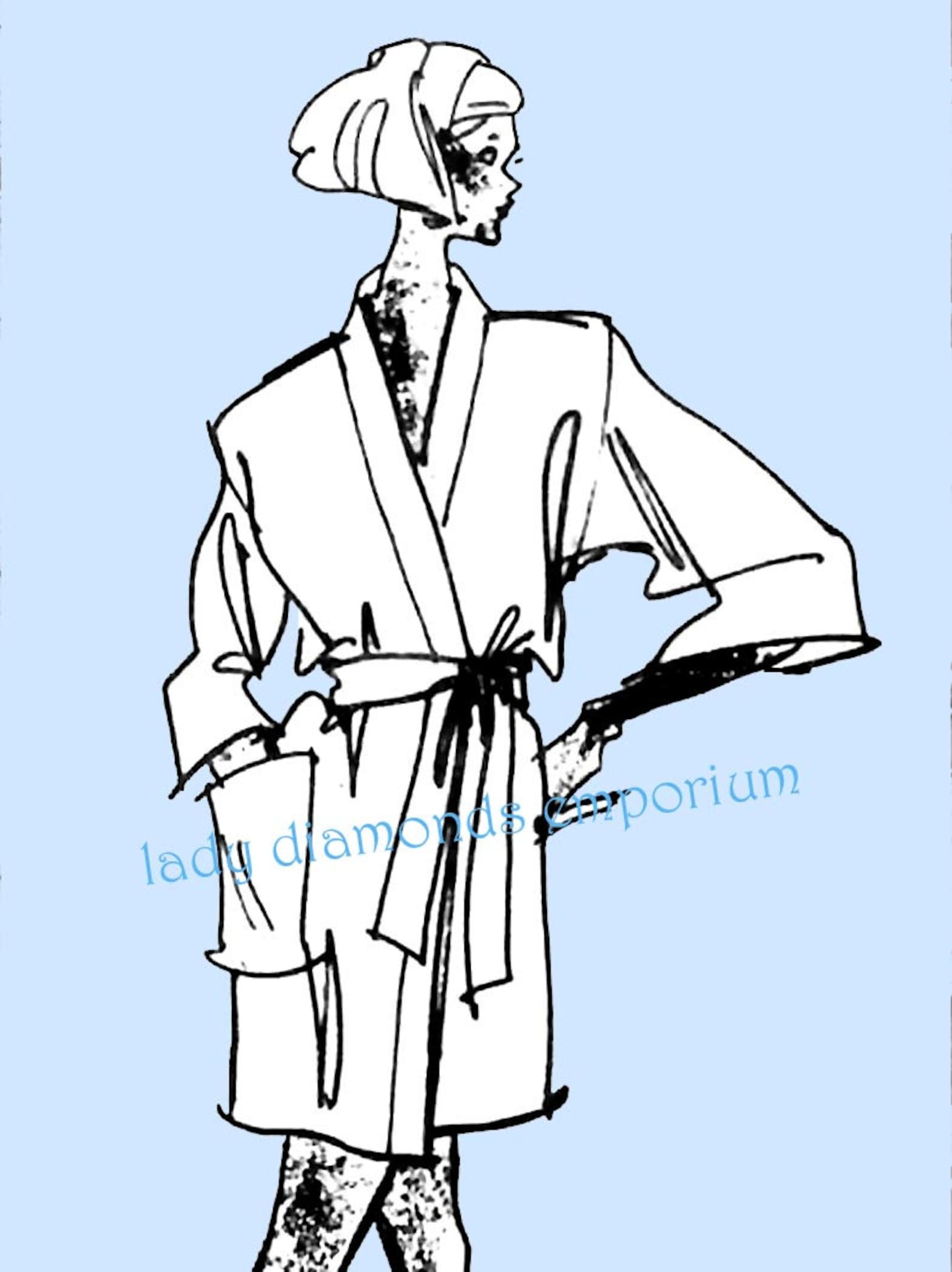 1980's Simplicity 0017 Kimono Robe or Swimsuit Cover-up Womens Size 6 8 ...