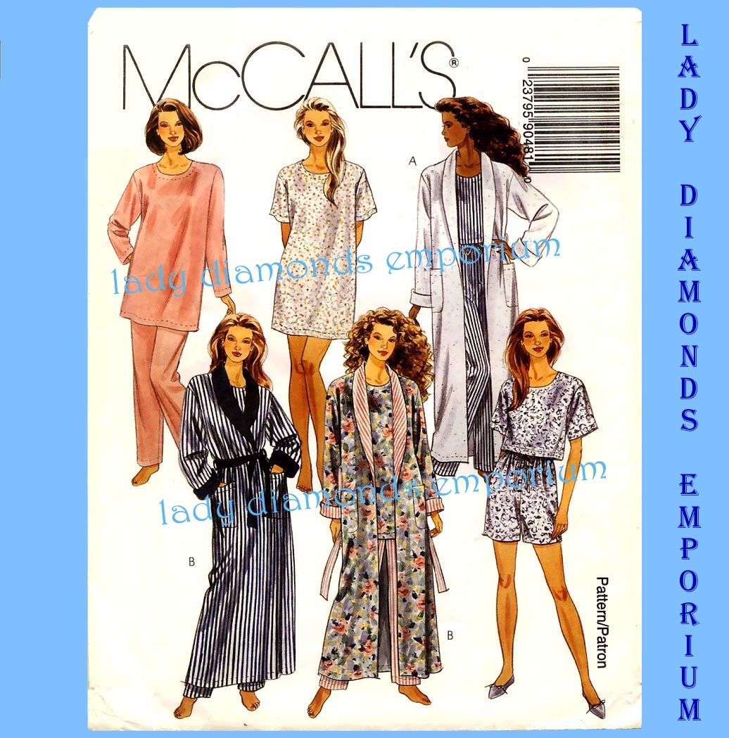 1990's Robe Bathrobe Pullover Tunic Top Pants Shorts Nightshirt Pajamas ...