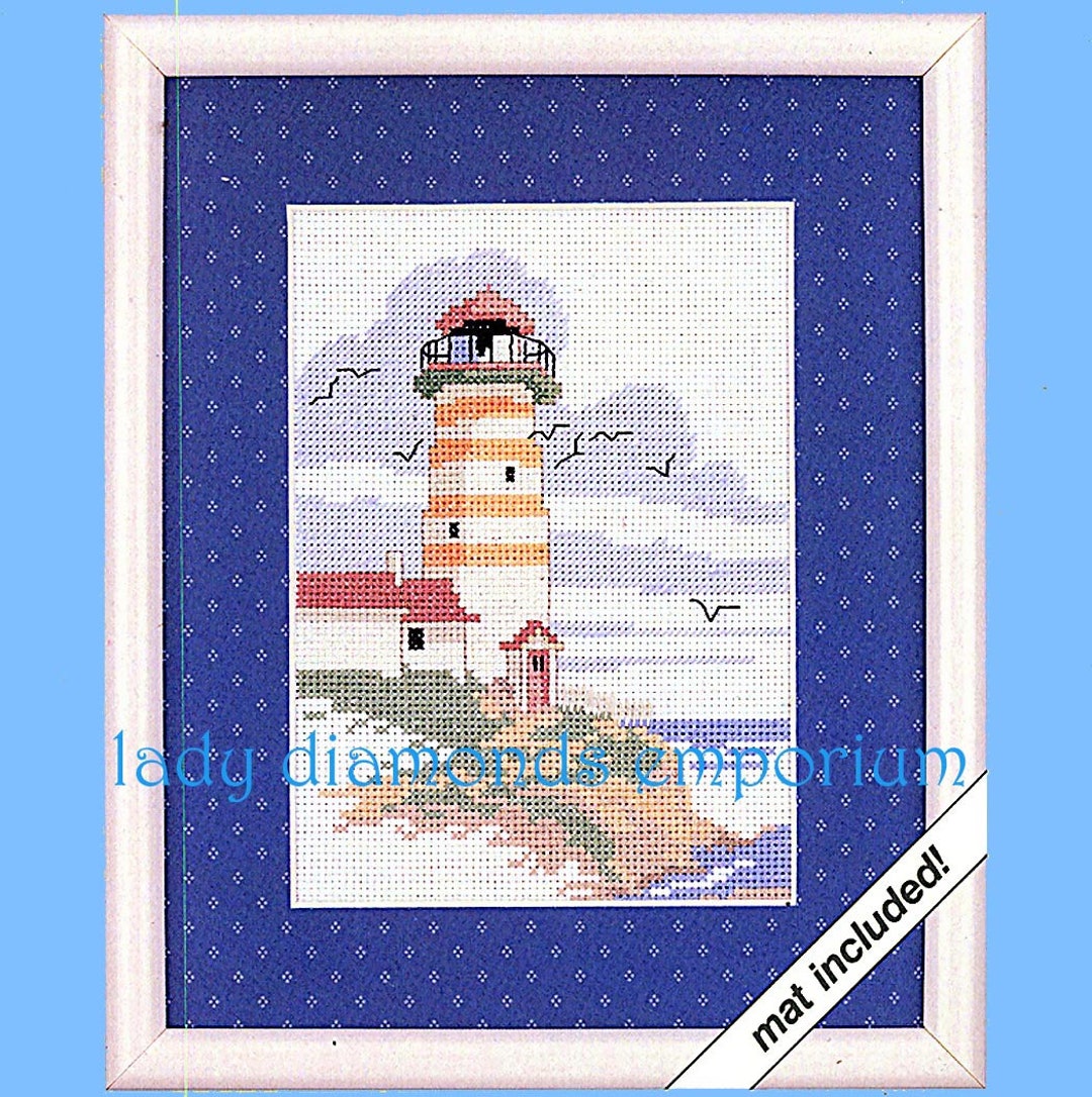 Vintage Weekender gull Lighthouse Counted Cross-stitch Kit With Mat in ...