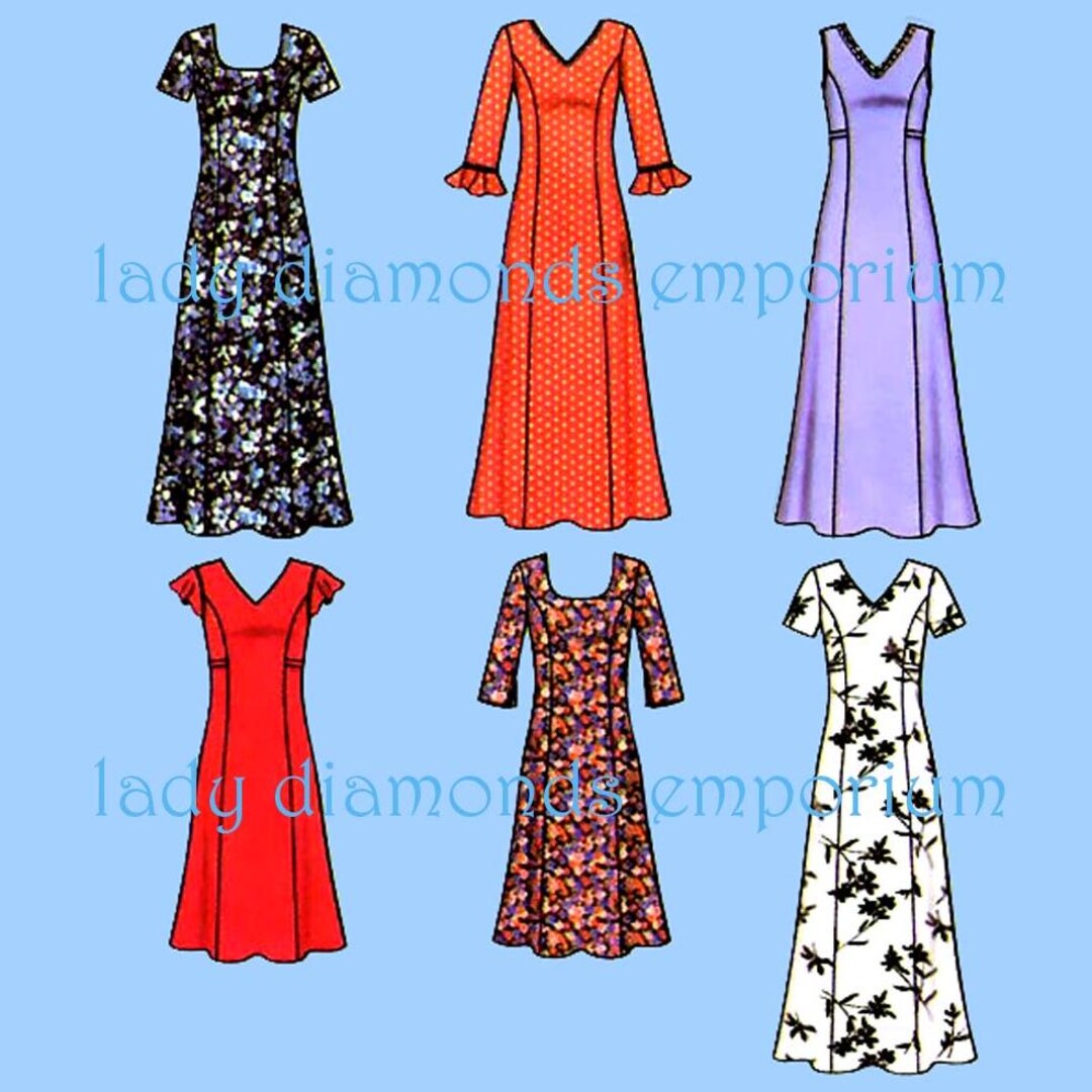 Womens Pullover Fitted & Flared Princess Seam Dress Short or Long ...