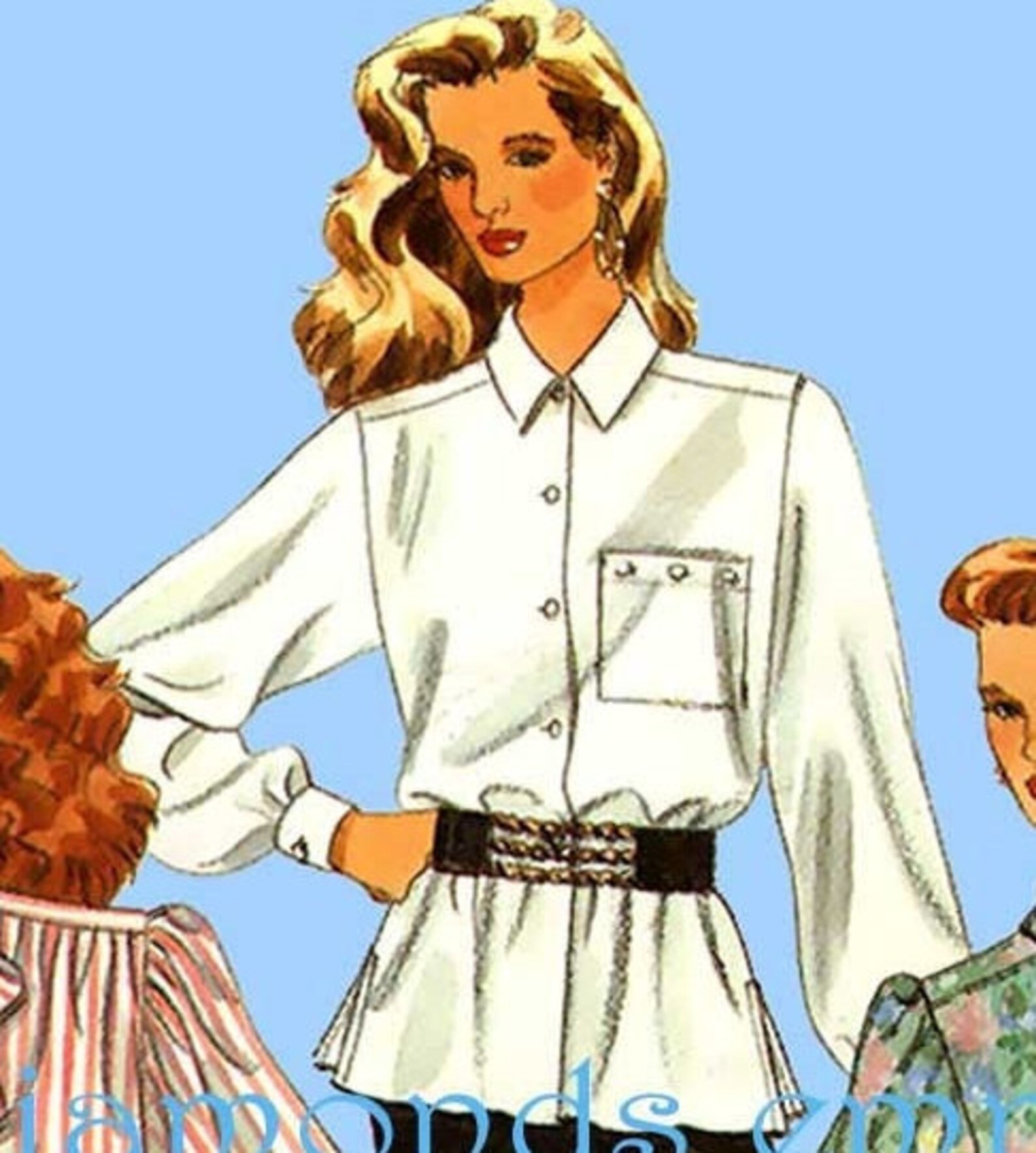 1990’s Blouse Shirt Top Tunic Long Sleeve Front Button 4 Styles Womens ...