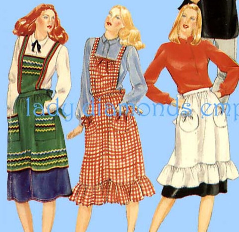 1970's Men's & Women's Aprons 5 Styles Half Aprons Long Bib Aprons ...