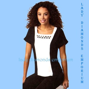 Womens Princess Seam Pullover Tops T-shirt Short Sleeve 5 Styles Size ...